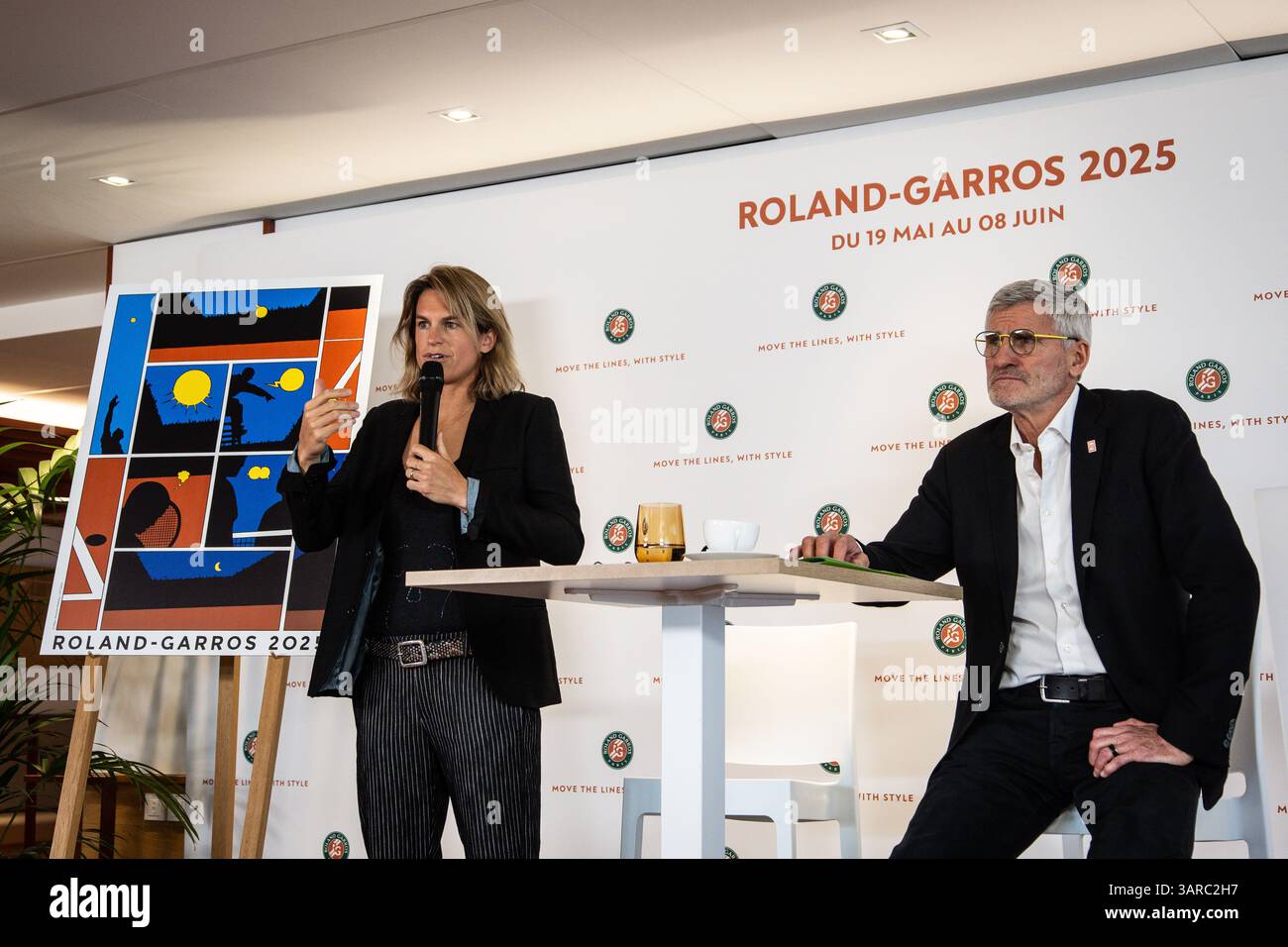 President of French Federation of Tennis (FFT) Gilles MORETTON and ...