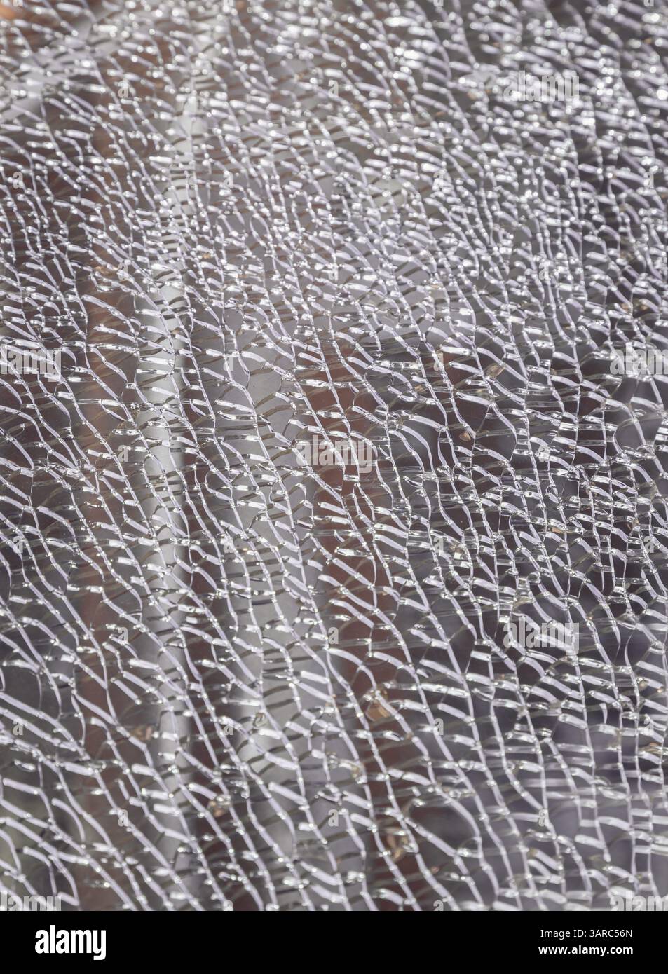 Newcastle, UK - Apr 11, 2025 - Detail of broken tempered glass pane too ...