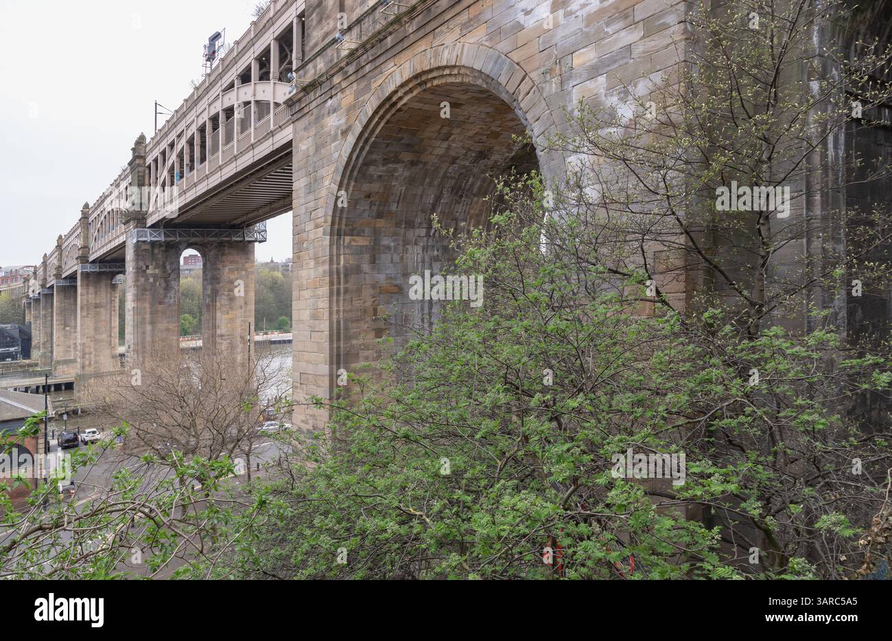Newcastle, UK - Apr 12, 2025 - A view of The High level bridge (Railway ...