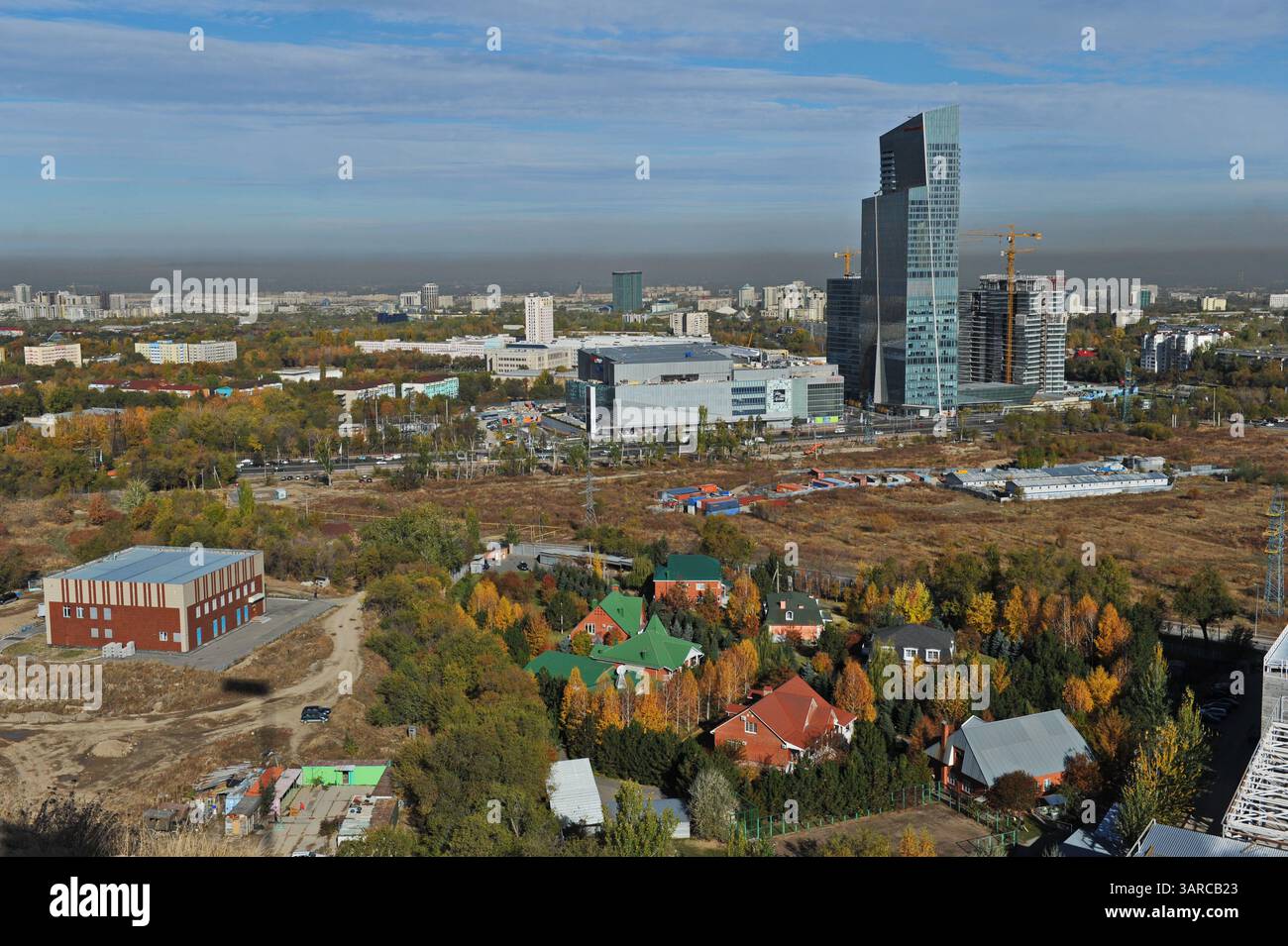 The building of a large shopping center Esentai Mall, with world trade ...