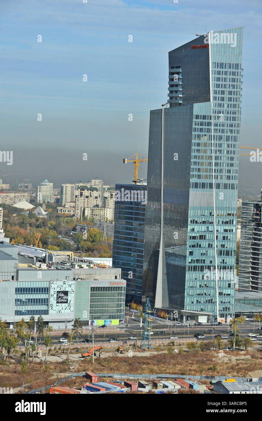 The building of a large shopping center Esentai Mall, with world trade ...
