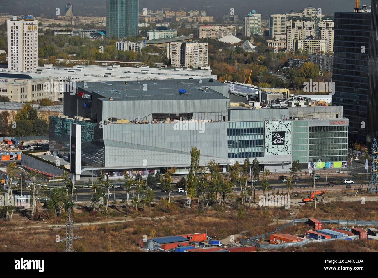 The building of a large shopping center Esentai Mall, with world trade ...