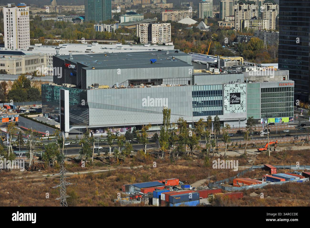The building of a large shopping center Esentai Mall, with world trade ...