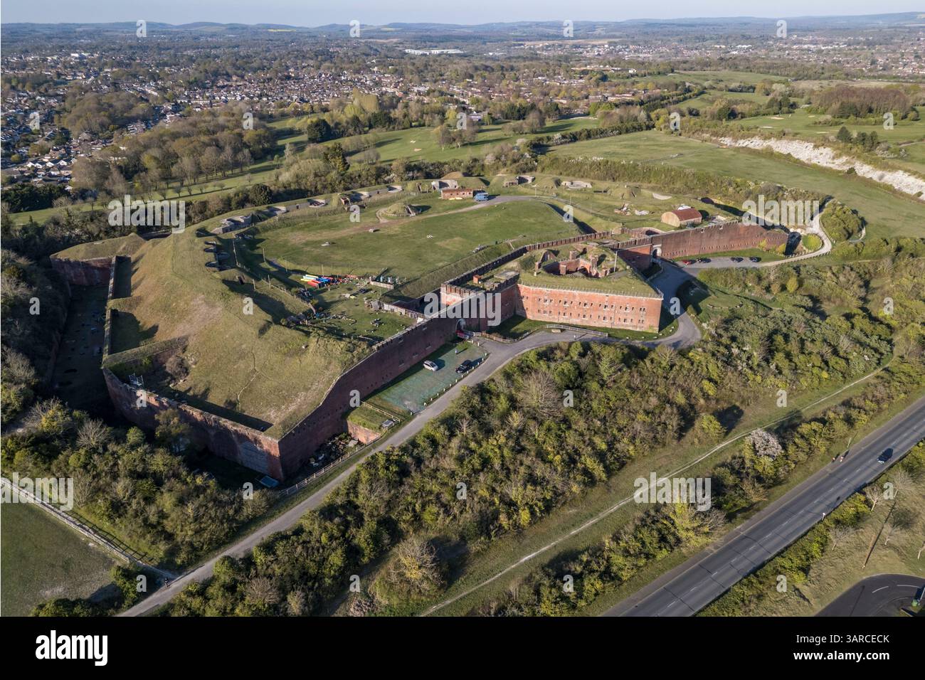 Aerial view of Fort Purbrook, Portsdown Hill, Hampshire, UK Stock Photo ...