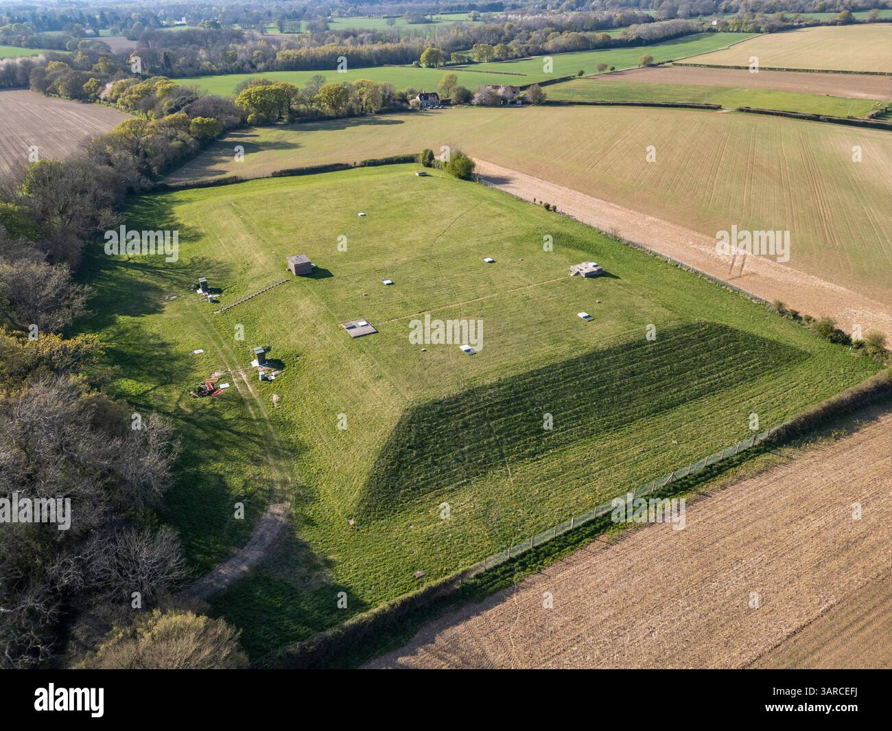 Aerial view of the Monument Lane Racton underground reservoir , near ...