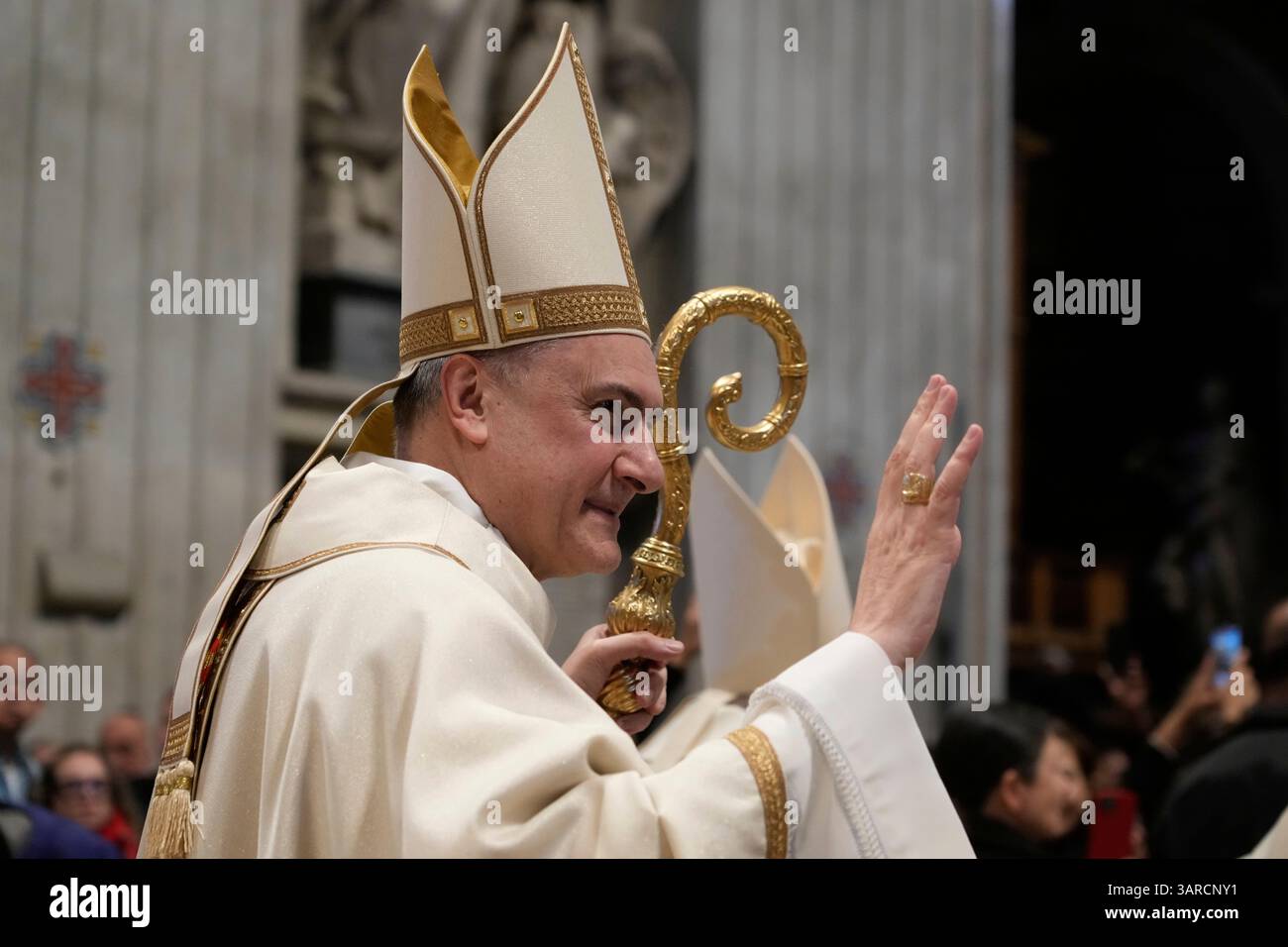 Cardinal Mauro Gambetti presides over a mass inside St. Peter's ...
