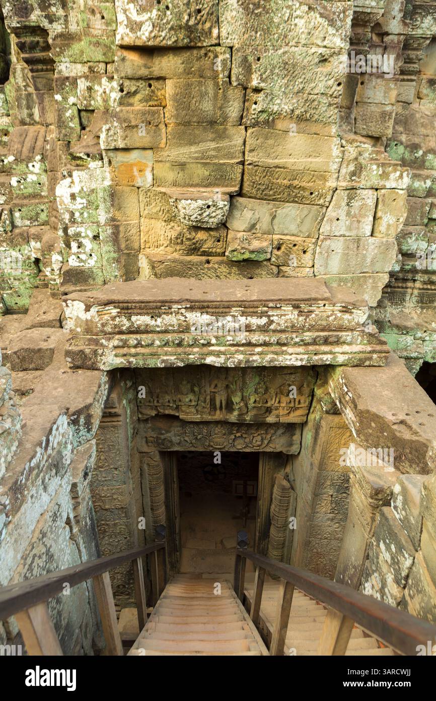 Ancient Khmer ruins and temple from Angkor, Cambodia. Popular site ...