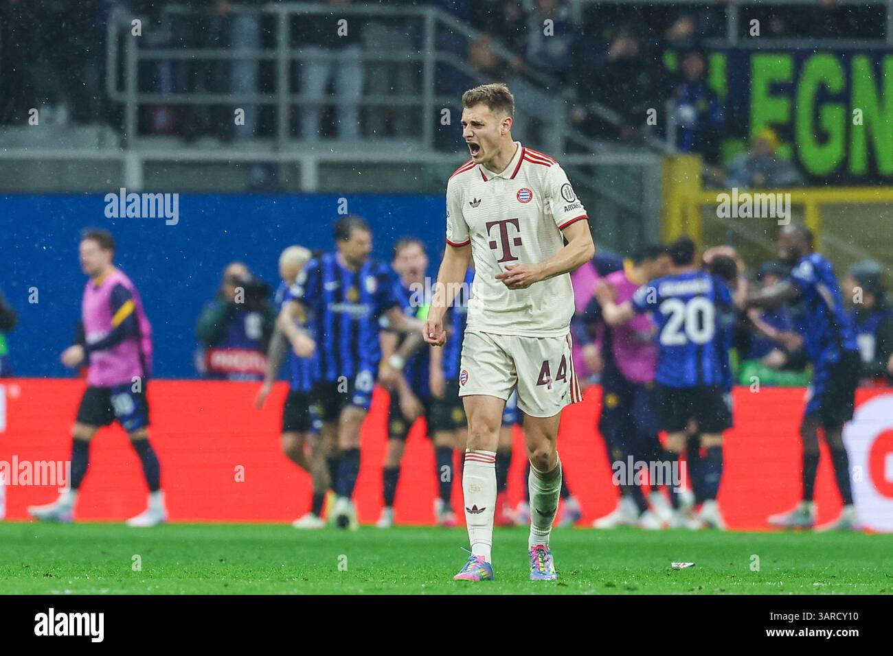 Milan, Italy. 17th Apr, 2025. Josip Stanisic of FC Bayern Munchen ...