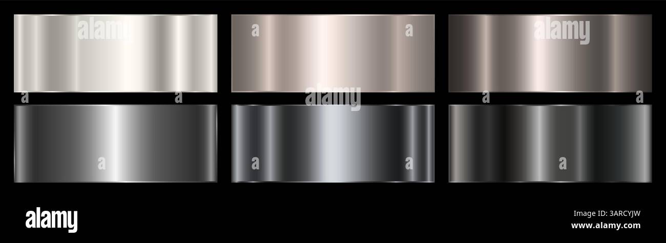 A set of dark and light silver gradients on a black background ...