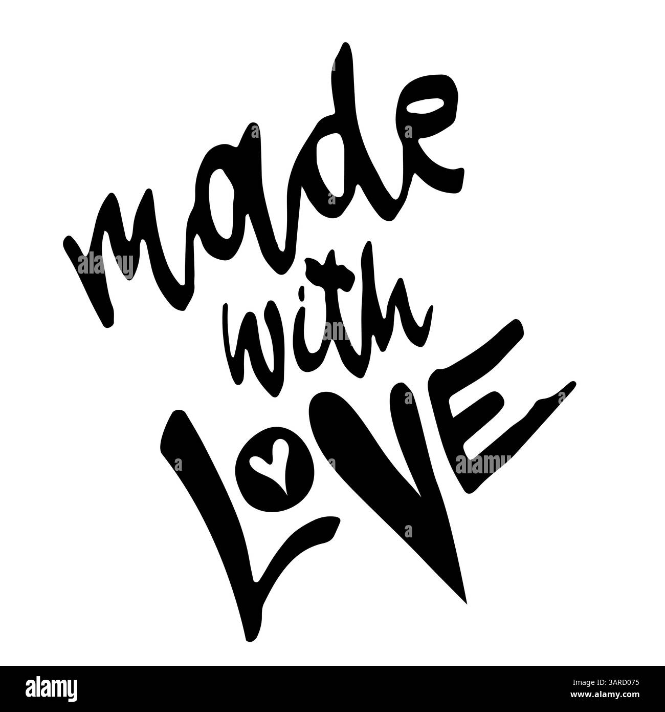 Made love lettering handwritten Black and White Stock Photos & Images ...