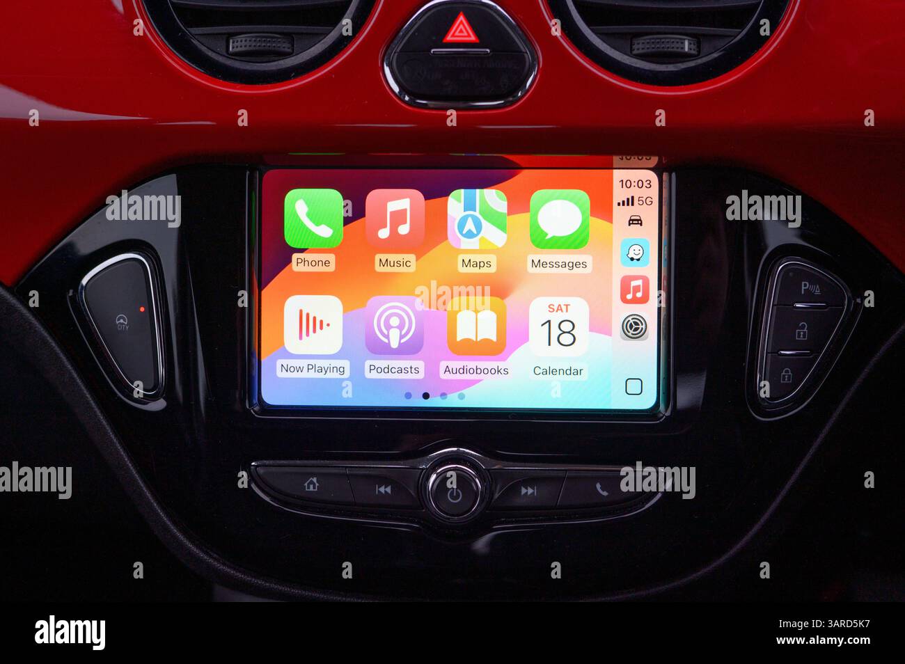 Derby, UK - 17 Apr 2025: Apple CarPlay Interface on Vehicle Touchscreen ...