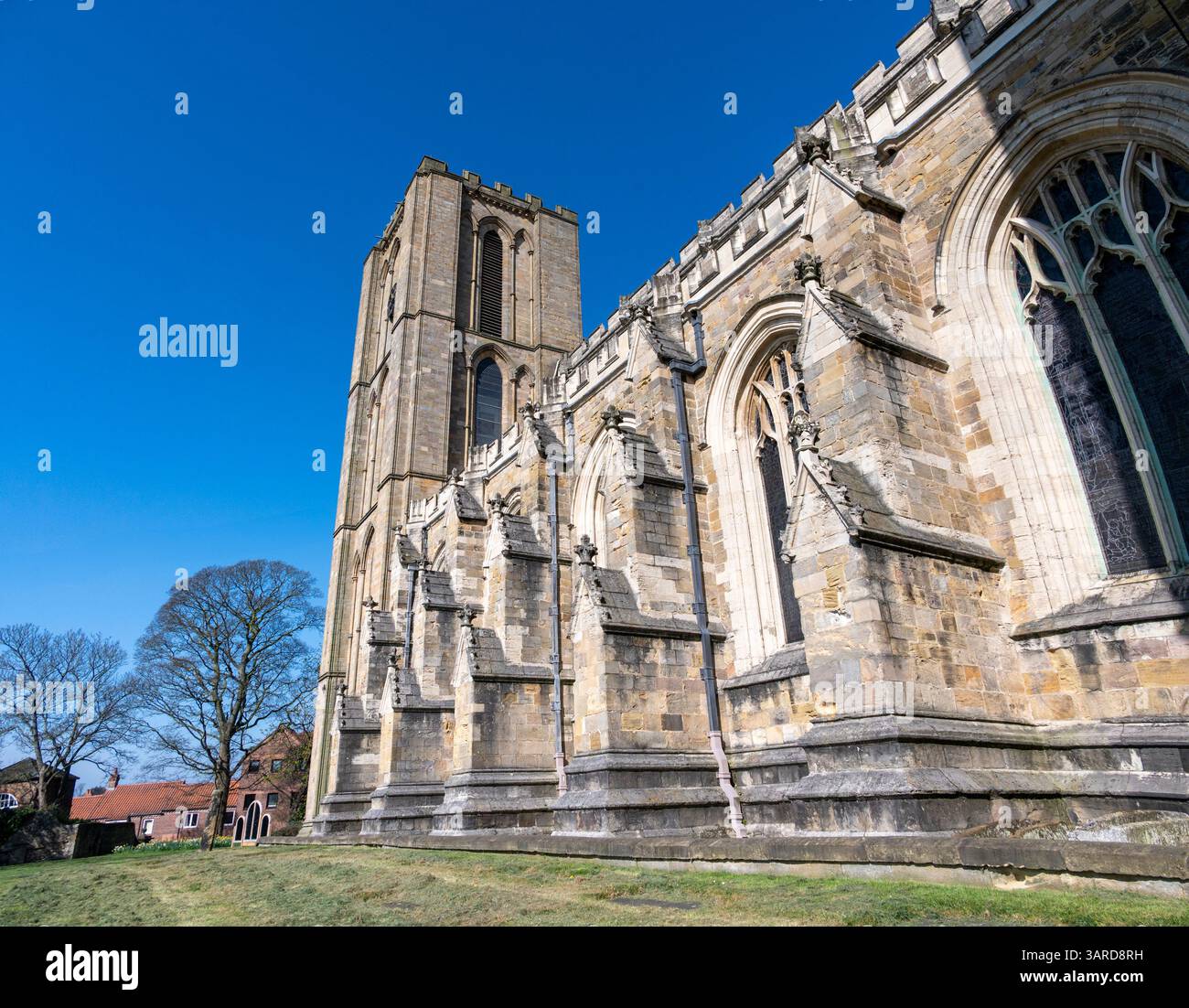 The image is of the Gothic architecture of Ripon Cathedral also know as ...