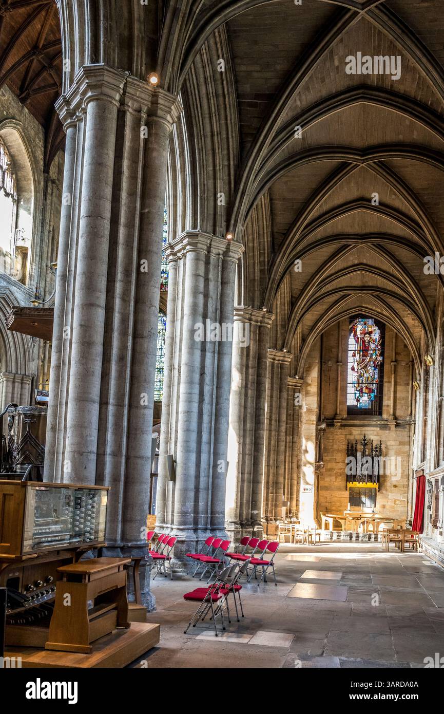 The image is of the interior of Ripon Cathedral also know as the Church ...