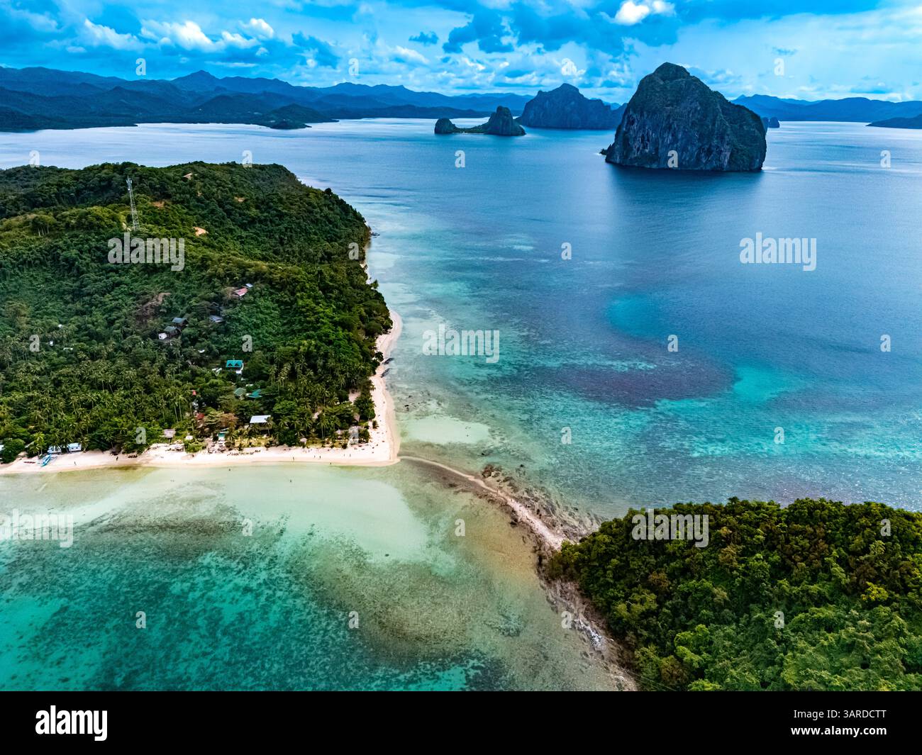 Las Cabanas Beach near El Nido in the north of the Palawan Island ...