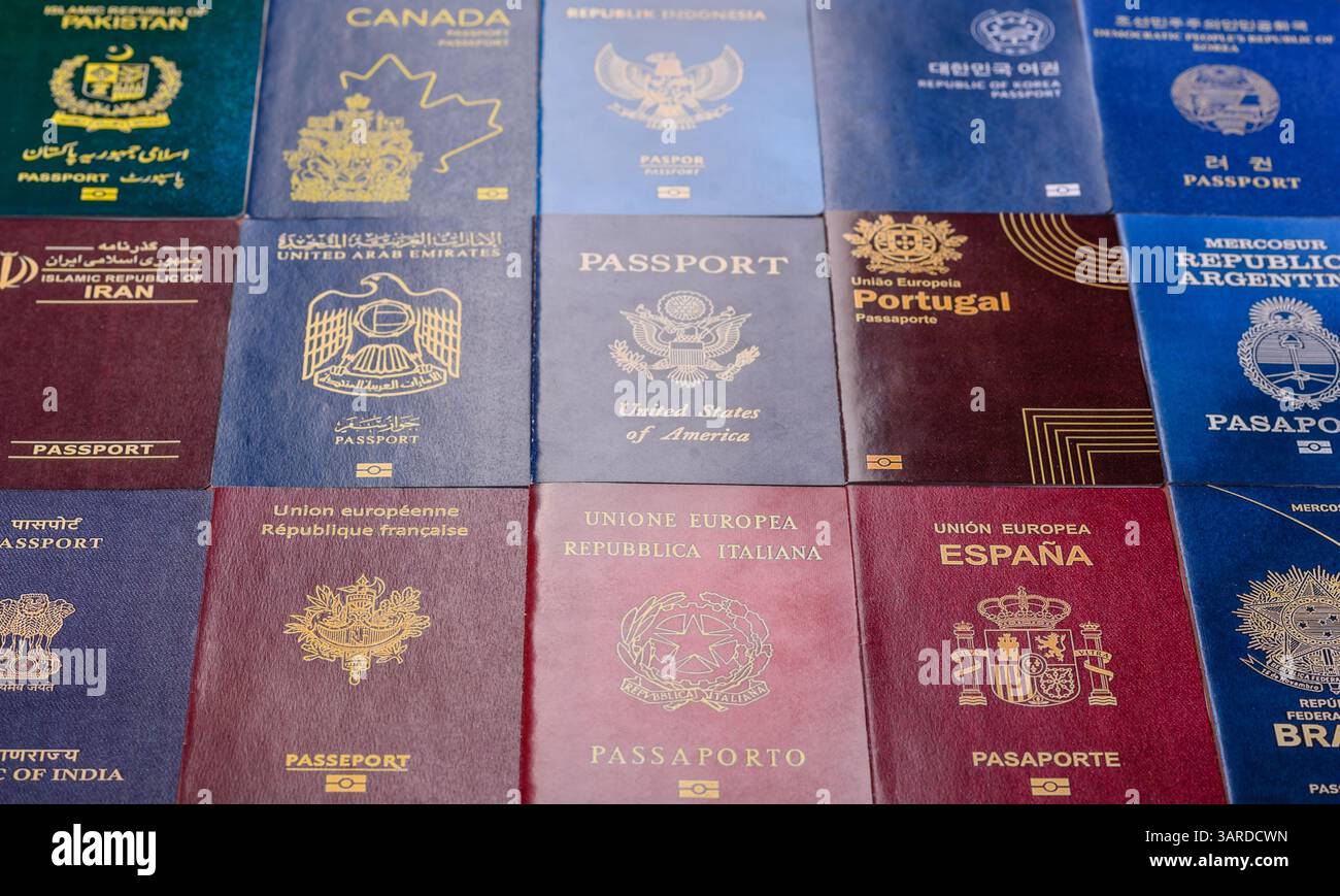 Passports of citizens of different countries of the world, background ...