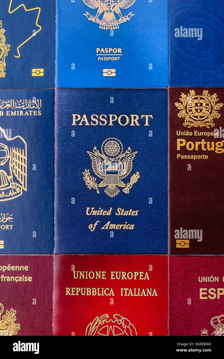 Passports of citizens of different countries of the world, background ...