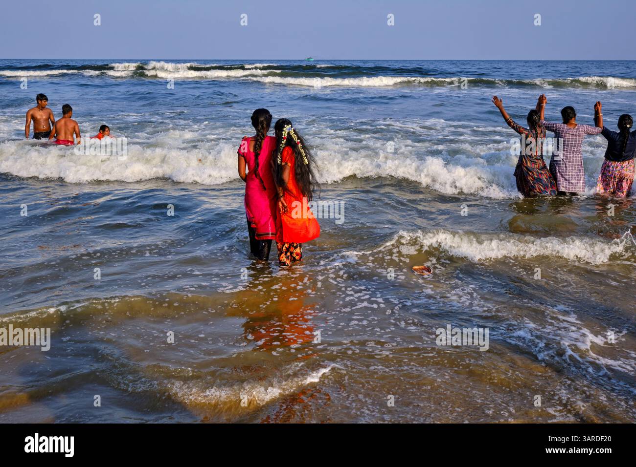 India, Tamil Nadu, Chennai (Madras), Marina Beach in the city center ...