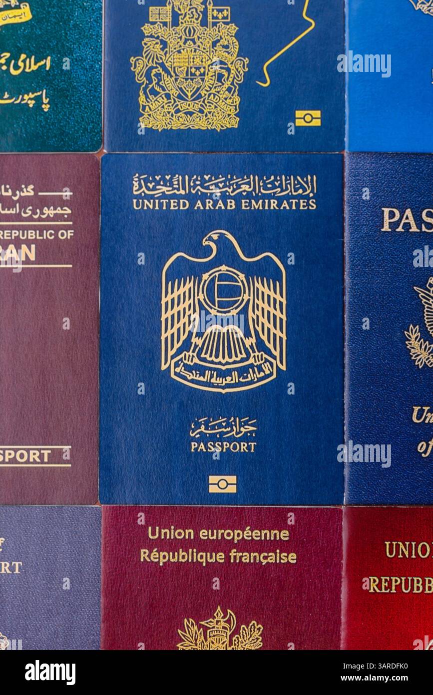 Passports of citizens of different countries of the world, background ...