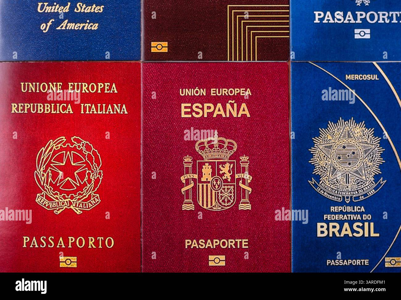 Passports of citizens of different countries of the world, background ...