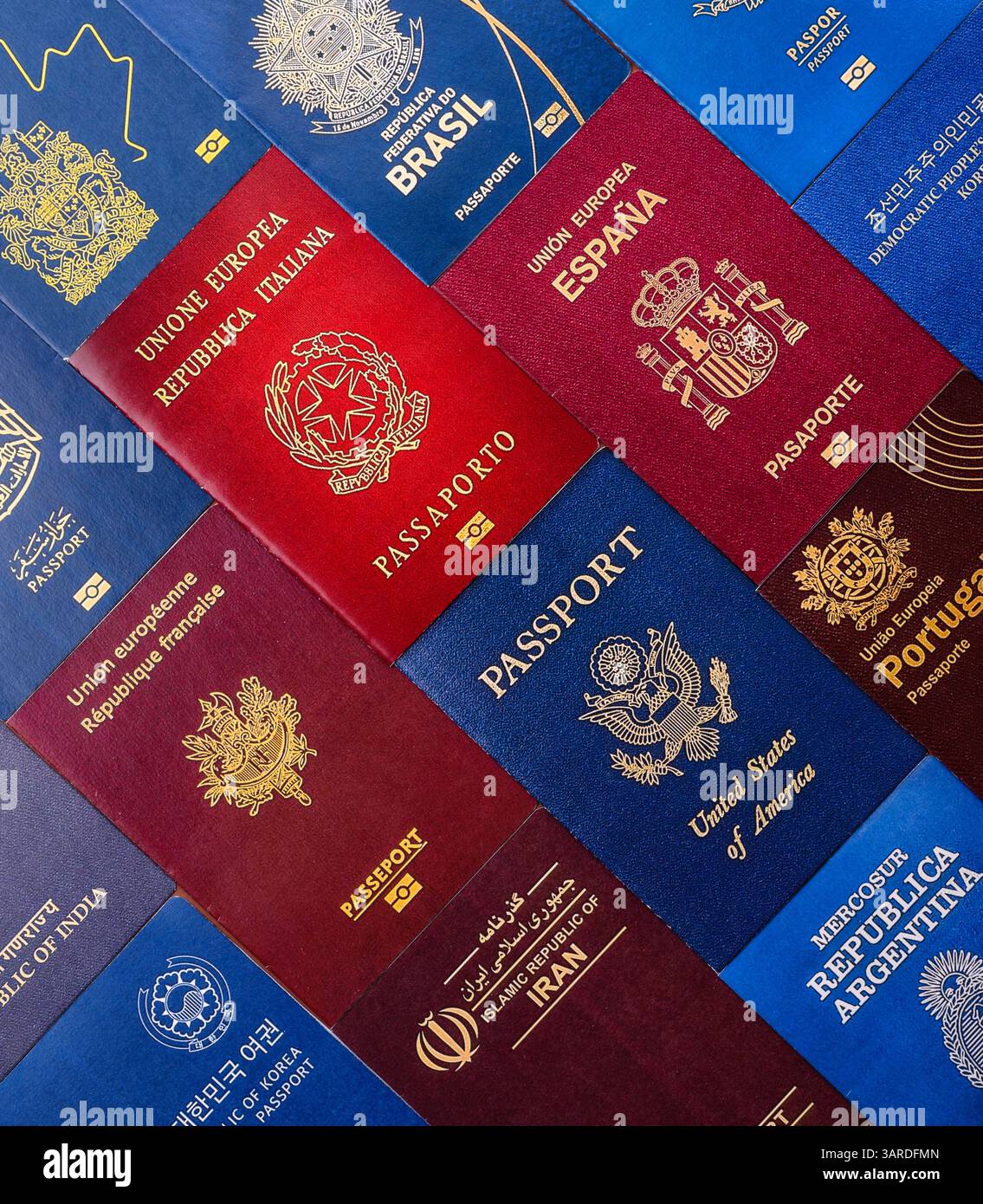 Passports of citizens of different countries of the world, background ...