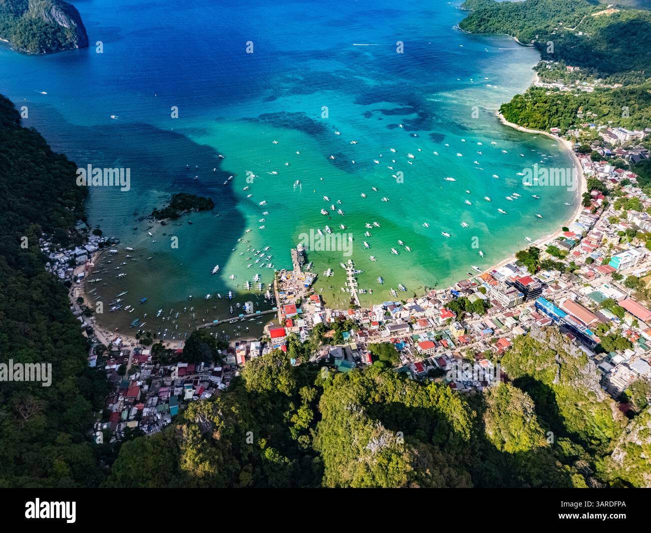 Aerial view of El Nido in the north of the Palawan Island, Philippines ...