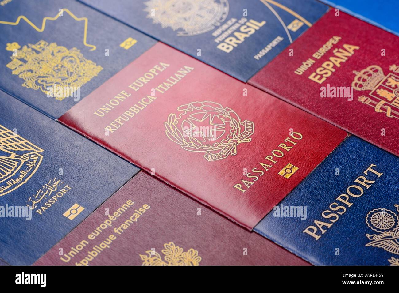 Passports of citizens of different countries of the world, background ...