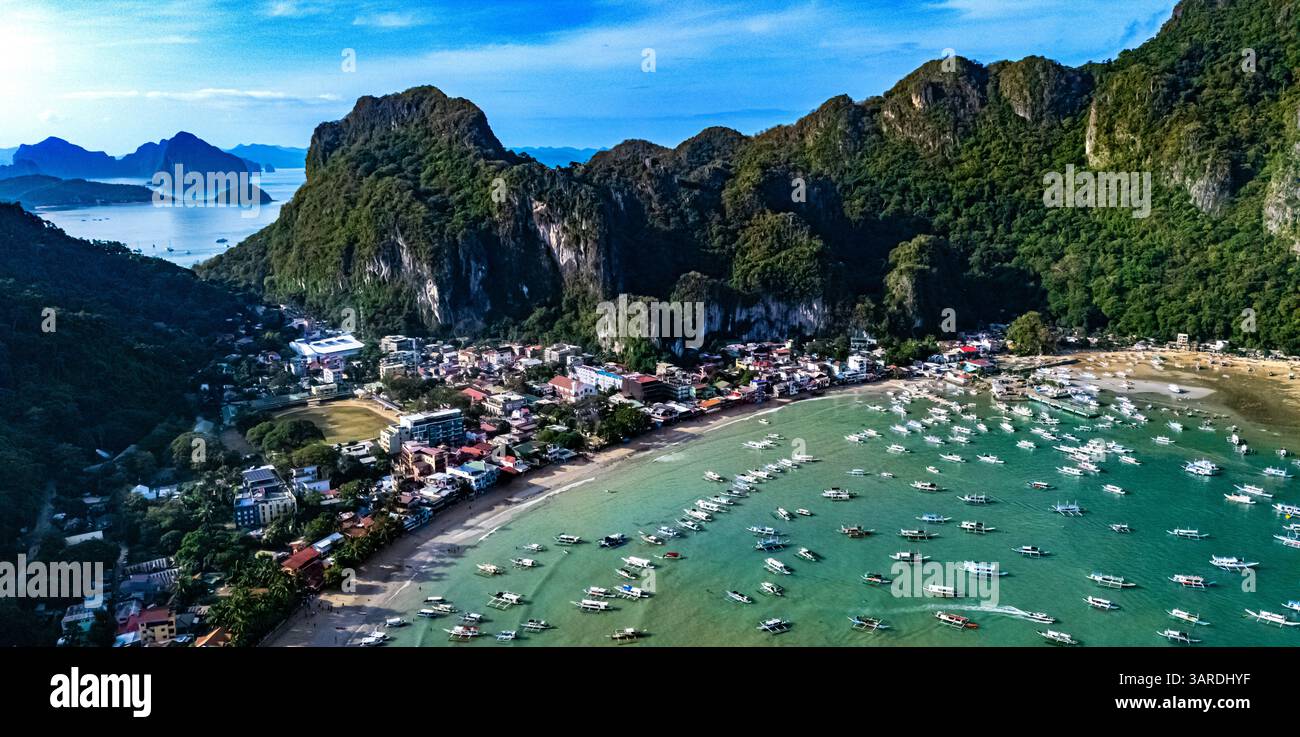 Aerial view of El Nido in the north of the Palawan Island, Philippines ...