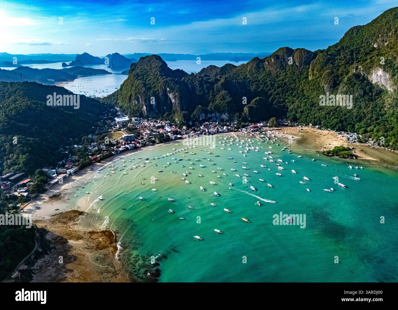 Aerial view of El Nido in the north of the Palawan Island, Philippines ...