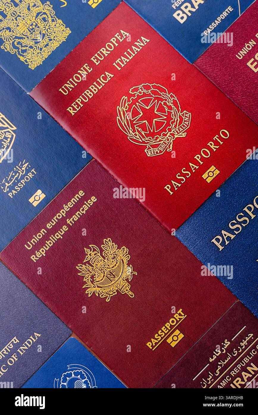 Passports of citizens of different countries of the world, background ...