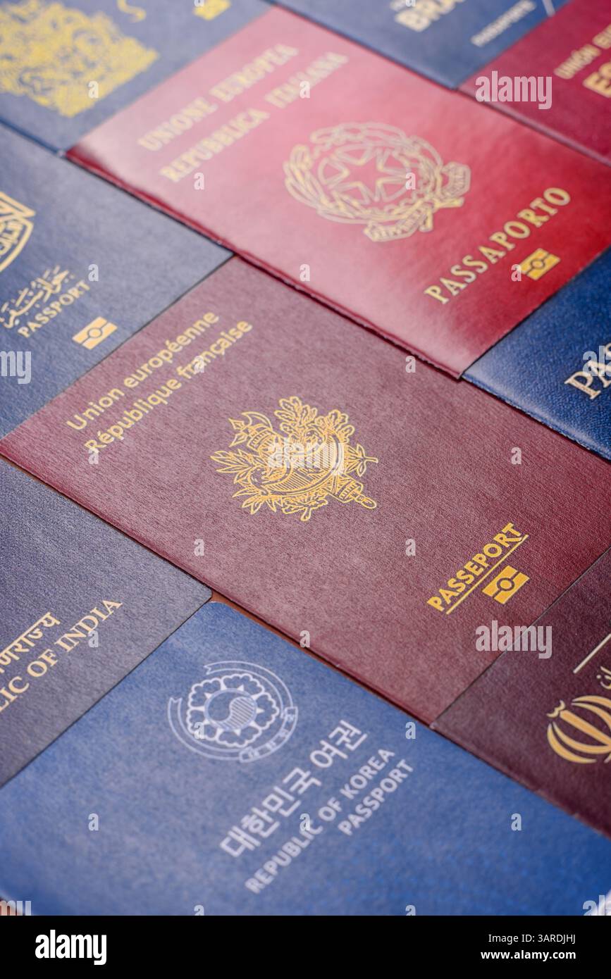 Passports of citizens of different countries of the world, background ...