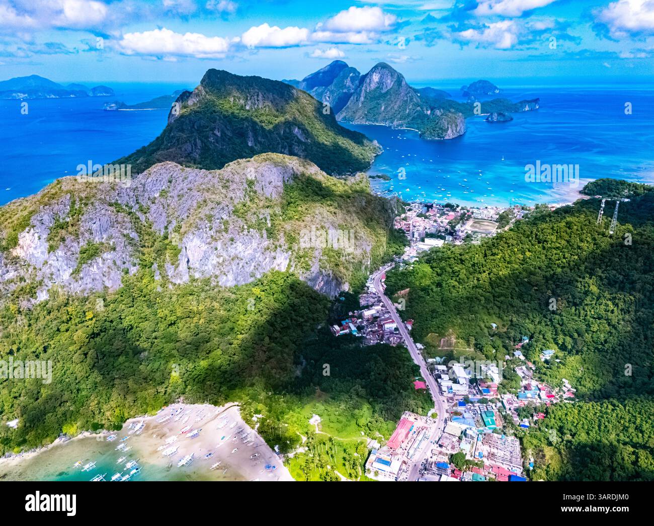 Aerial view of El Nido in the north of the Palawan Island, Philippines ...
