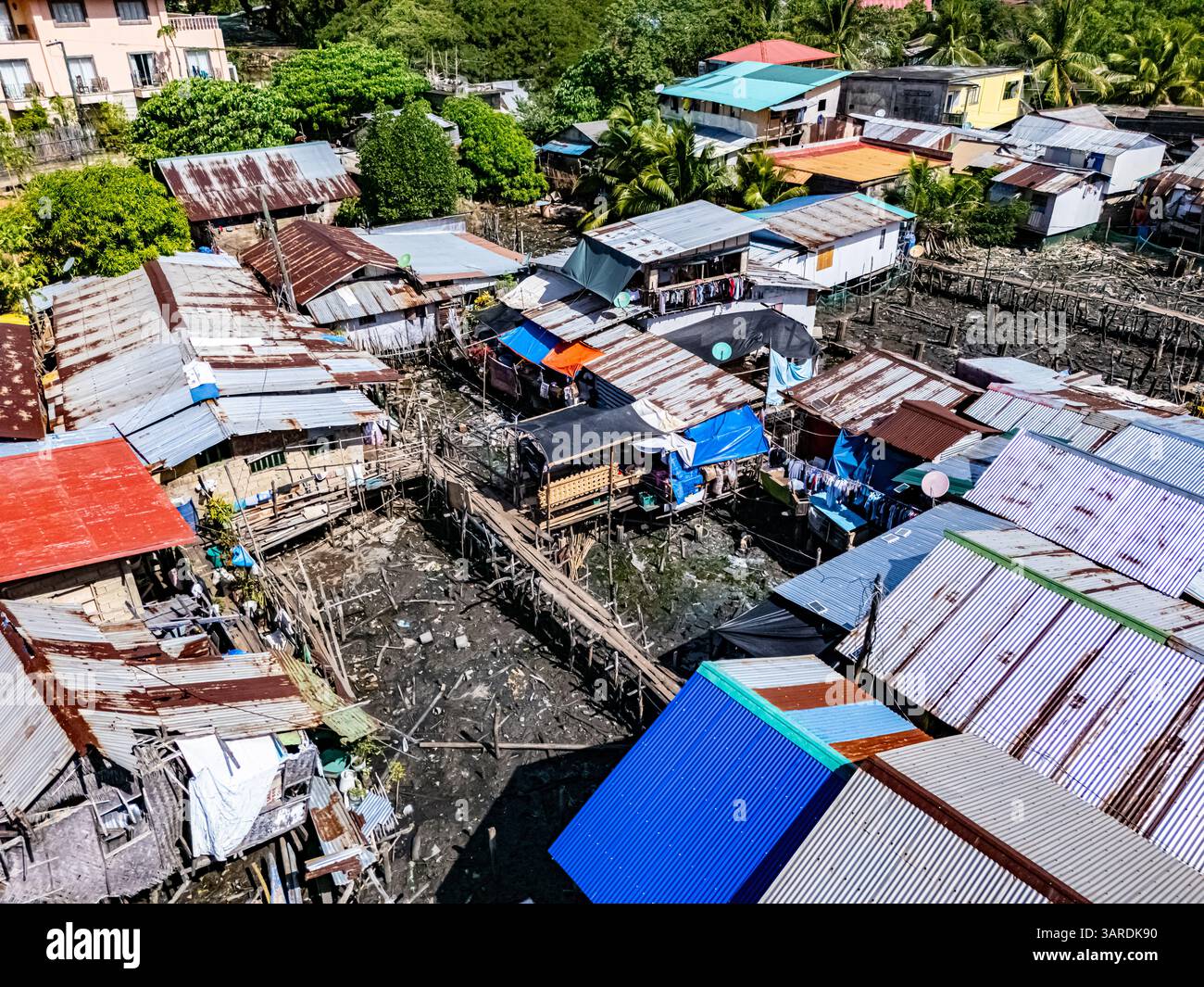 Impoverished district of Coron town, in the province of Palawan ...