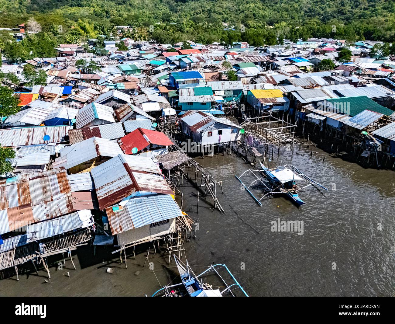 Impoverished district of Coron town, in the province of Palawan ...