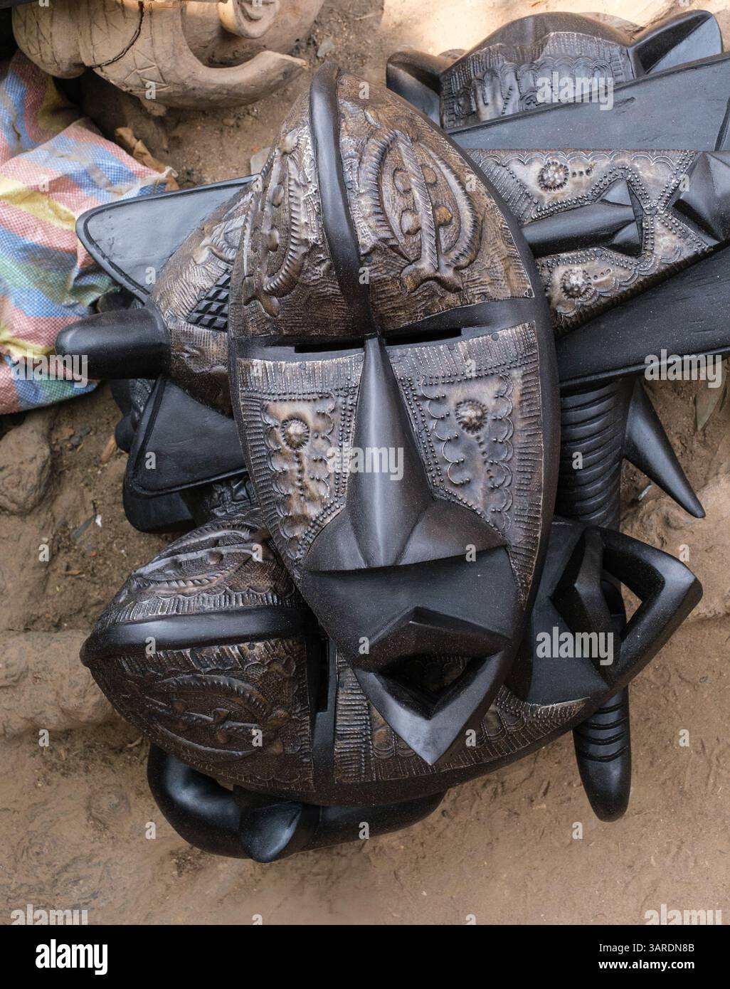 Accra, Ghana. Arts and Handicrafts Center. Souvenir Masks with Added ...