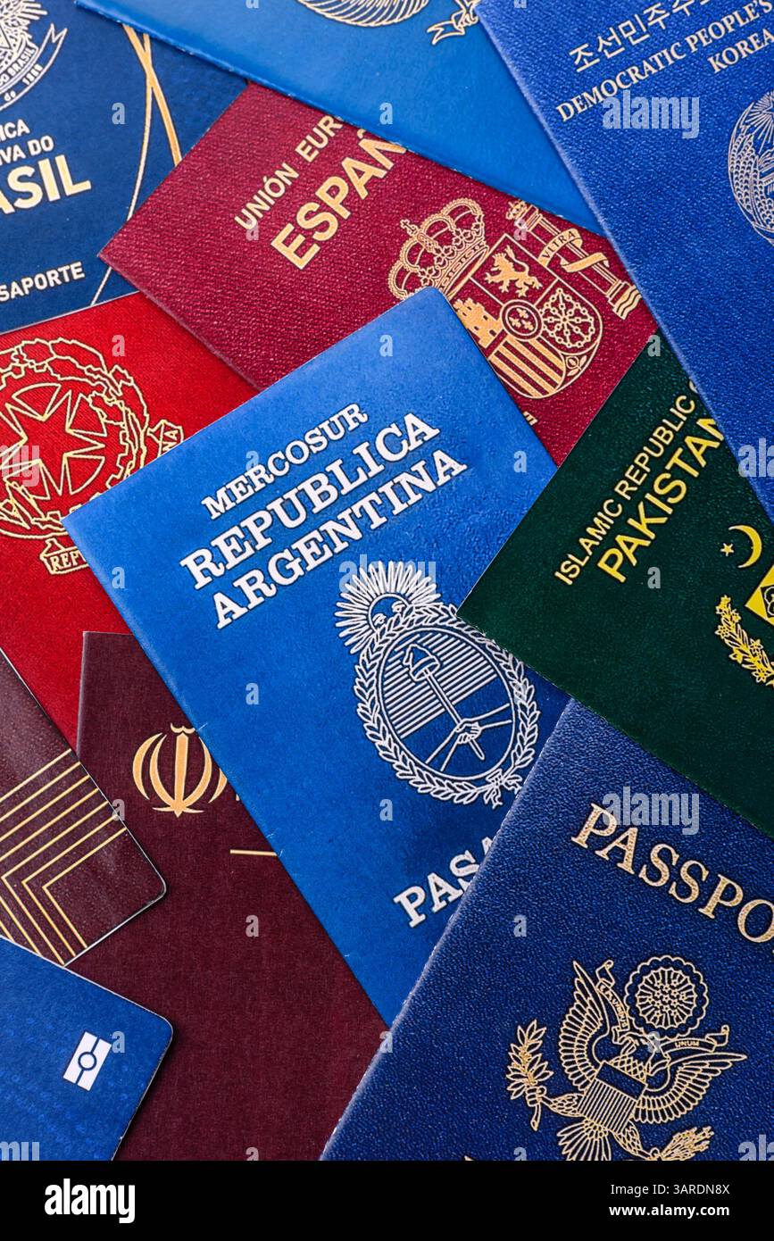 Passports of citizens of different countries of the world, background ...