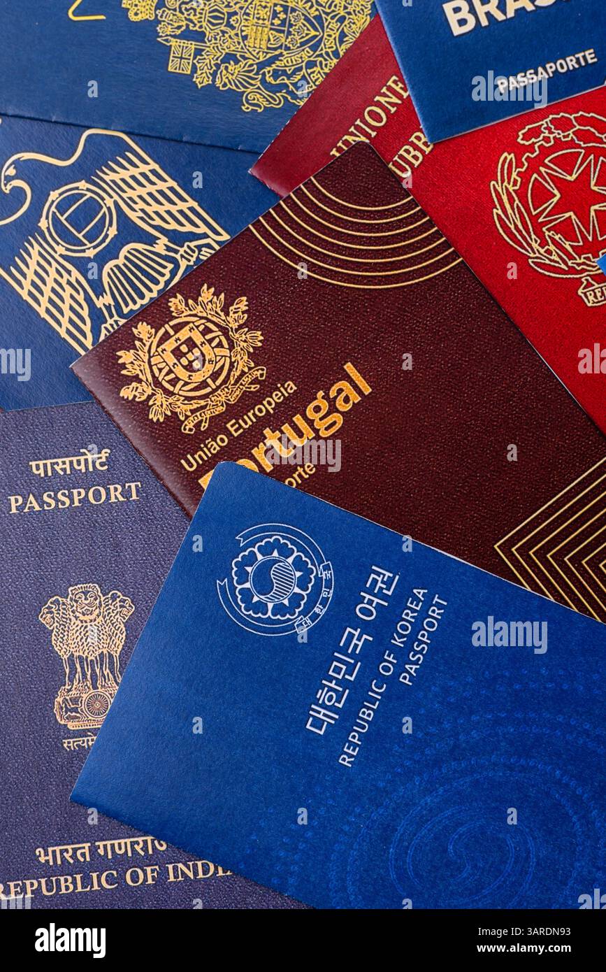 Passports of citizens of different countries of the world, background ...