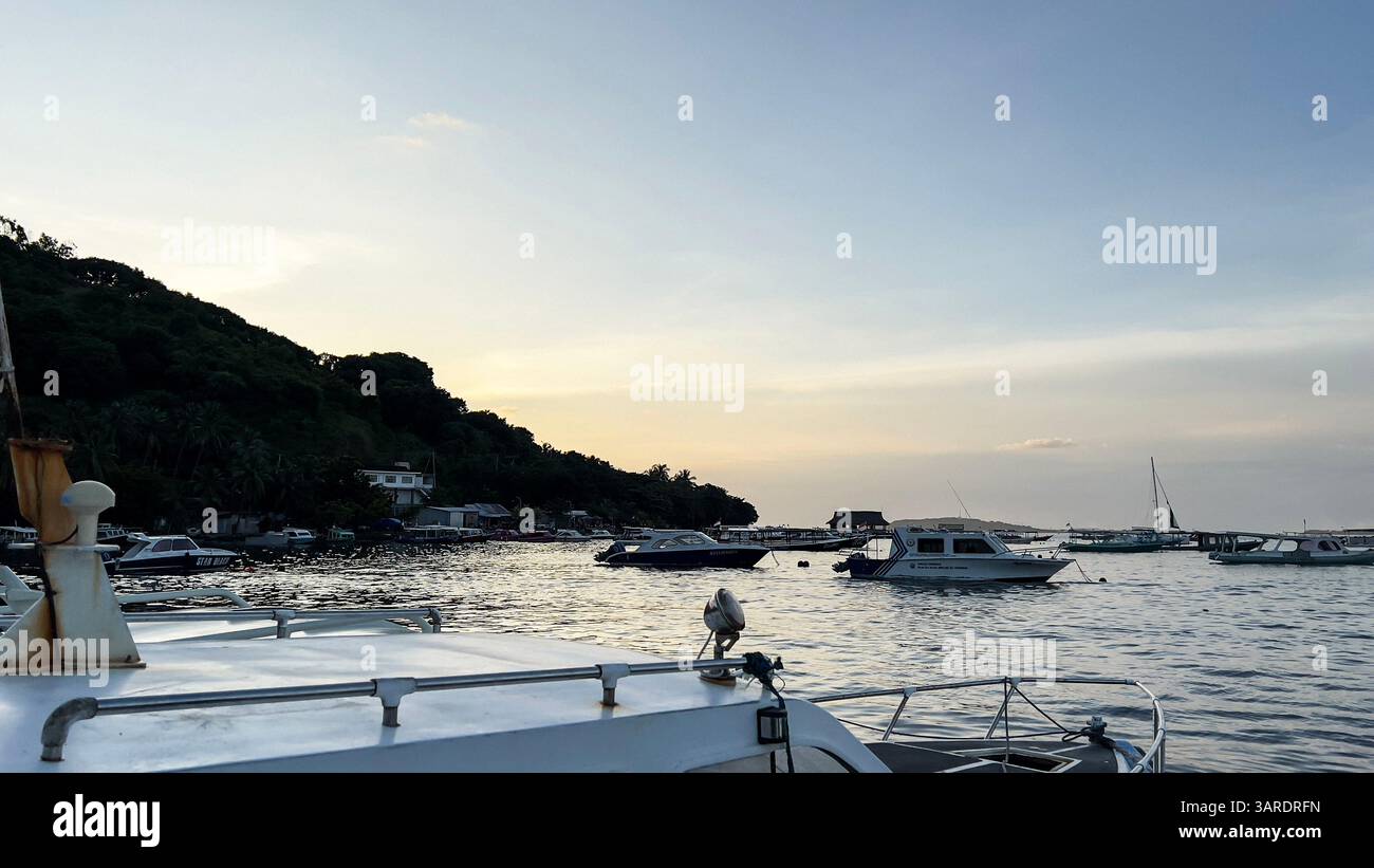 Tourists Boat In bangsal port Waterbus Station In Central lombok City ...