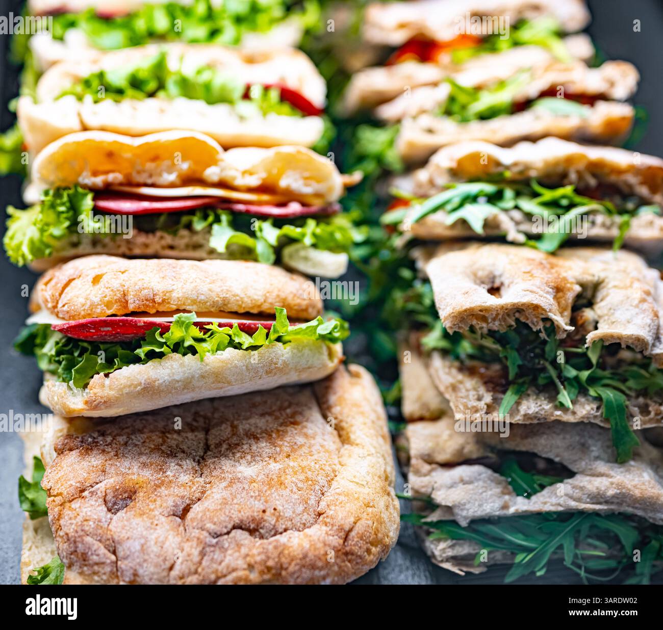 Freshly prepared sandwiches sold in a fast food restaurant Stock Photo ...