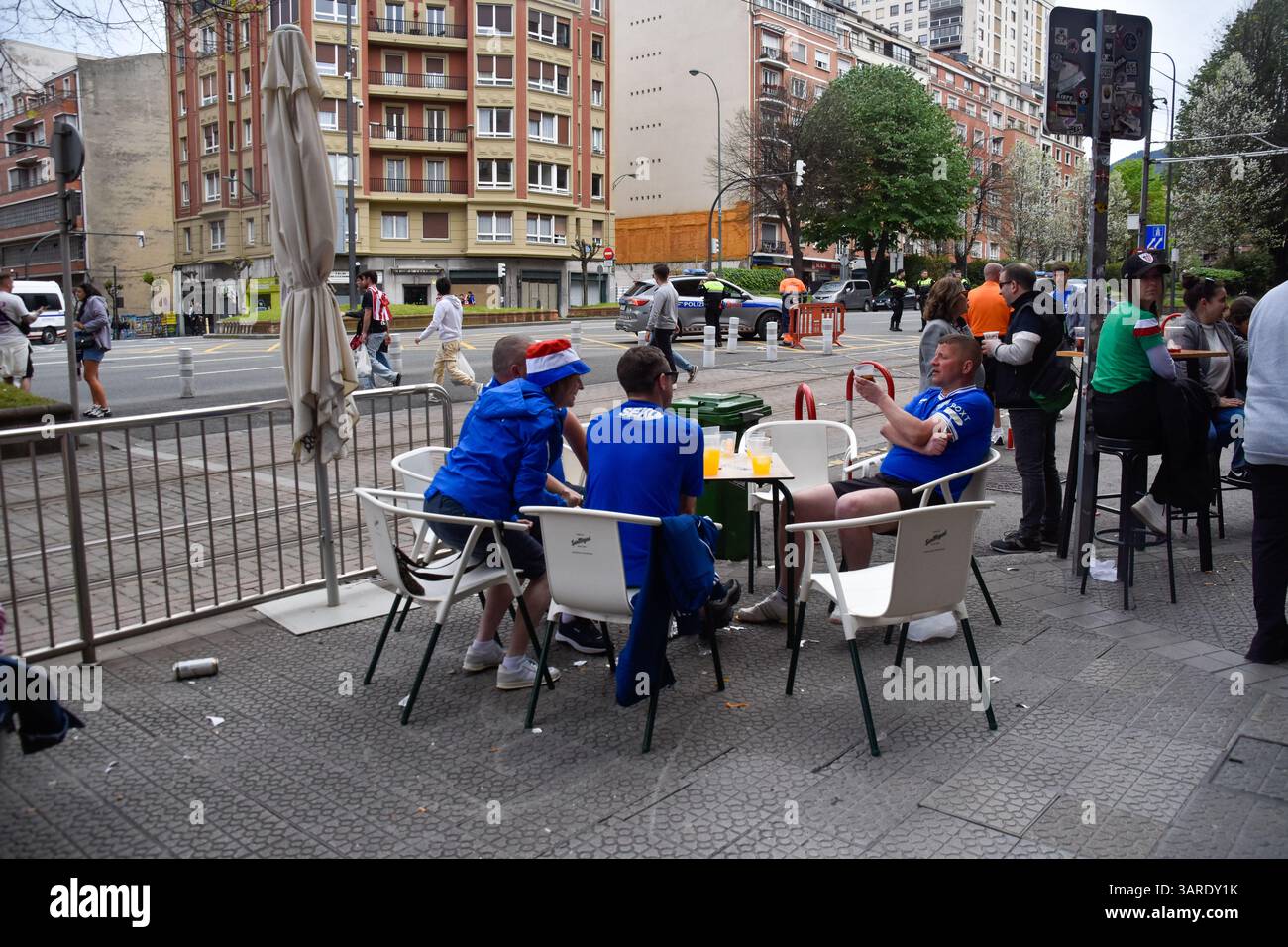 Bilbao, Spain, April 17, 2025: Rangers fans before the 2024-25 UEFA ...