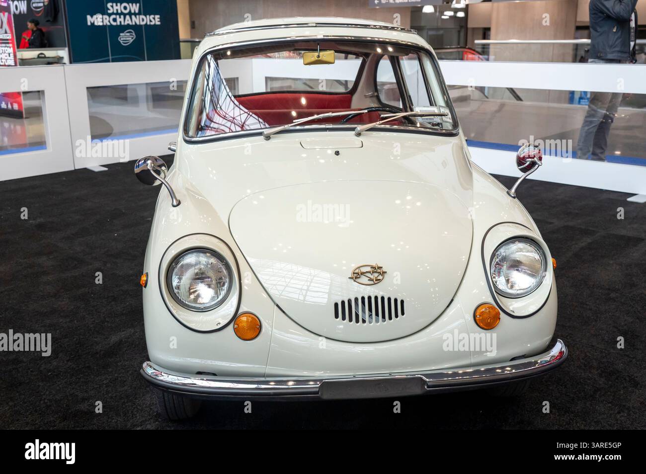 New York, United States. 16th Apr, 2025. A Subaru 360 and other models ...