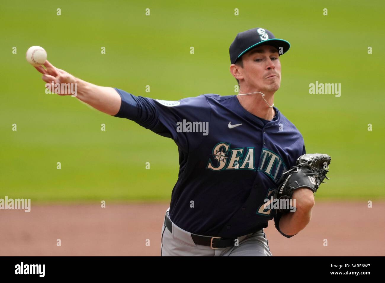 Seattle Mariners pitcher Emerson Hancock throws in the first inning of ...