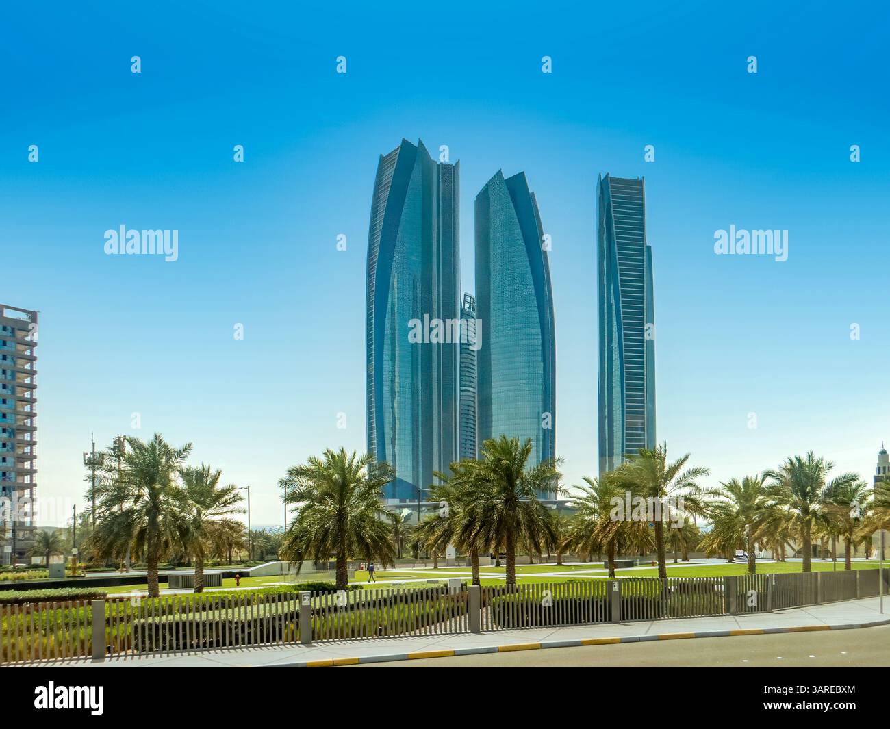 Abu Dhabi, United Arab Emirates. Etihad Towers are five skyscrapers ...