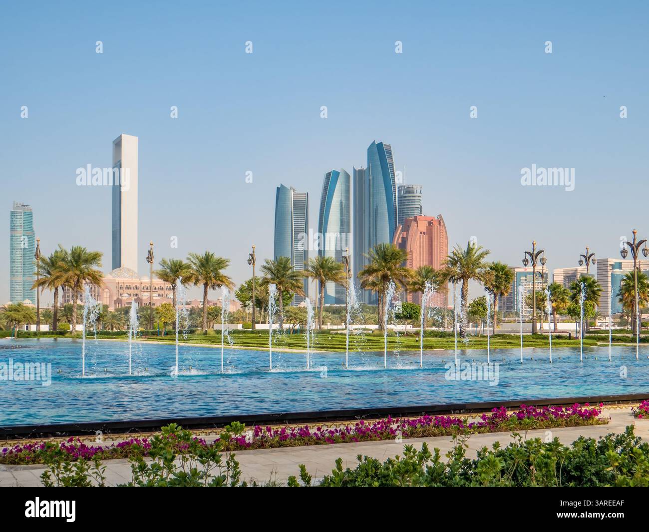 Abu Dhabi, United Arab Emirates. Etihad Towers are five skyscrapers ...