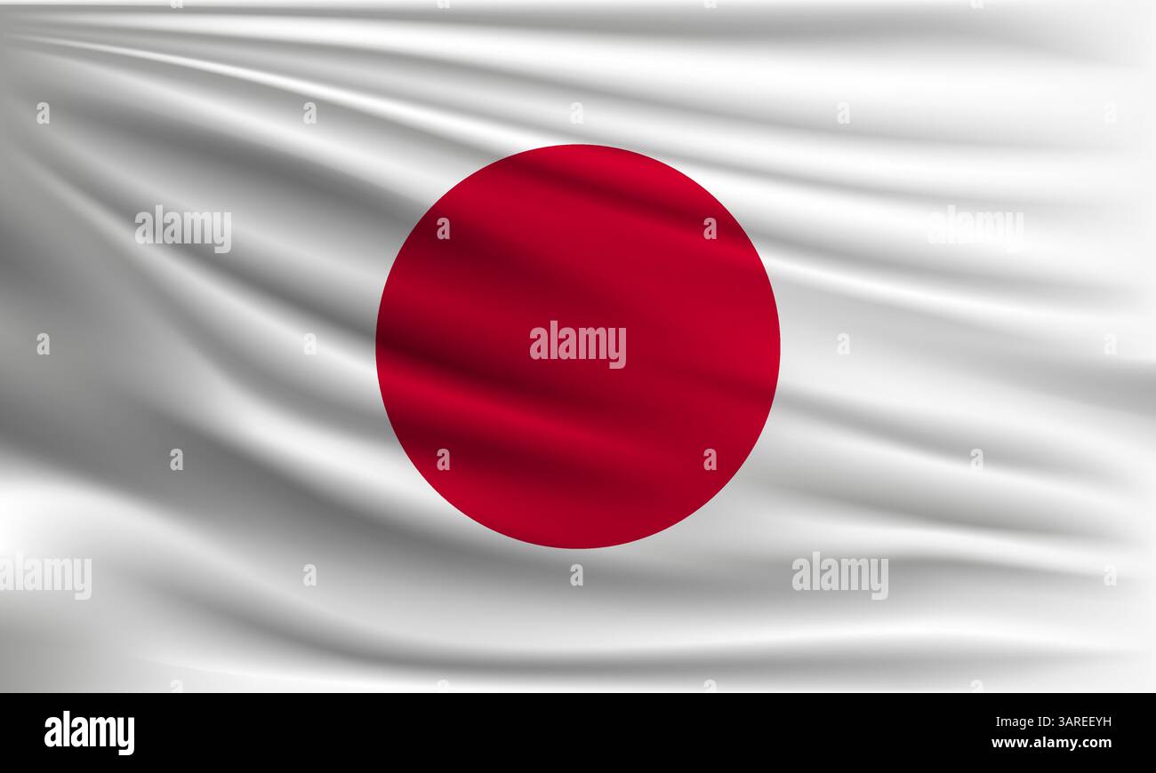 Vector flag of Japan waving closeup style background illustration Stock ...