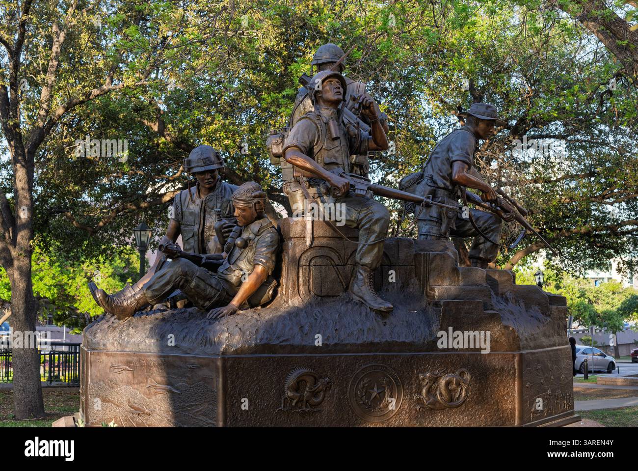 Austin, TX - 10 April 2025: Vietnam Veterans Memorial statue in bronze ...