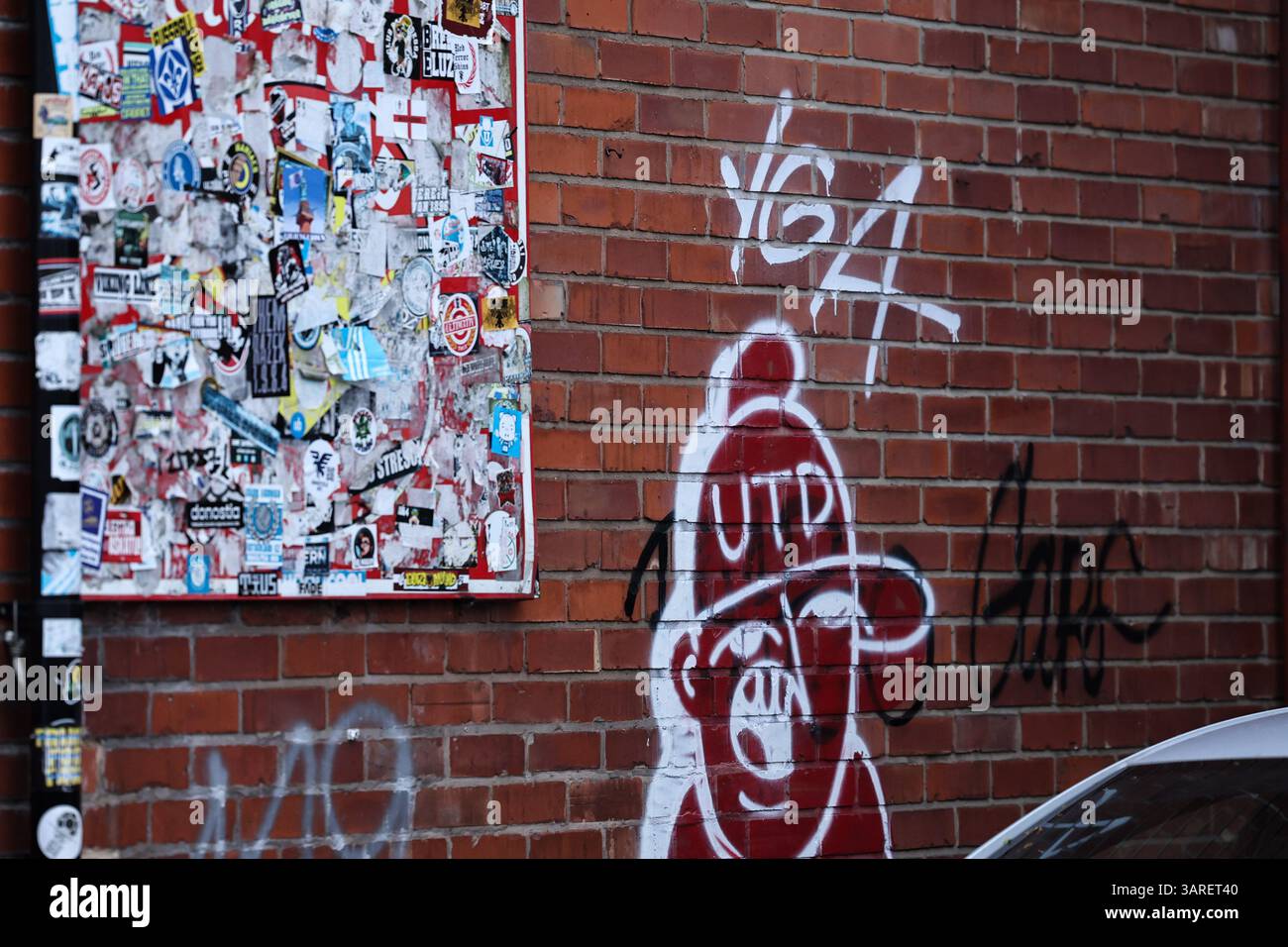 Manchester, UK. 17th Apr, 2025. Manchester United graffiti outside the ...