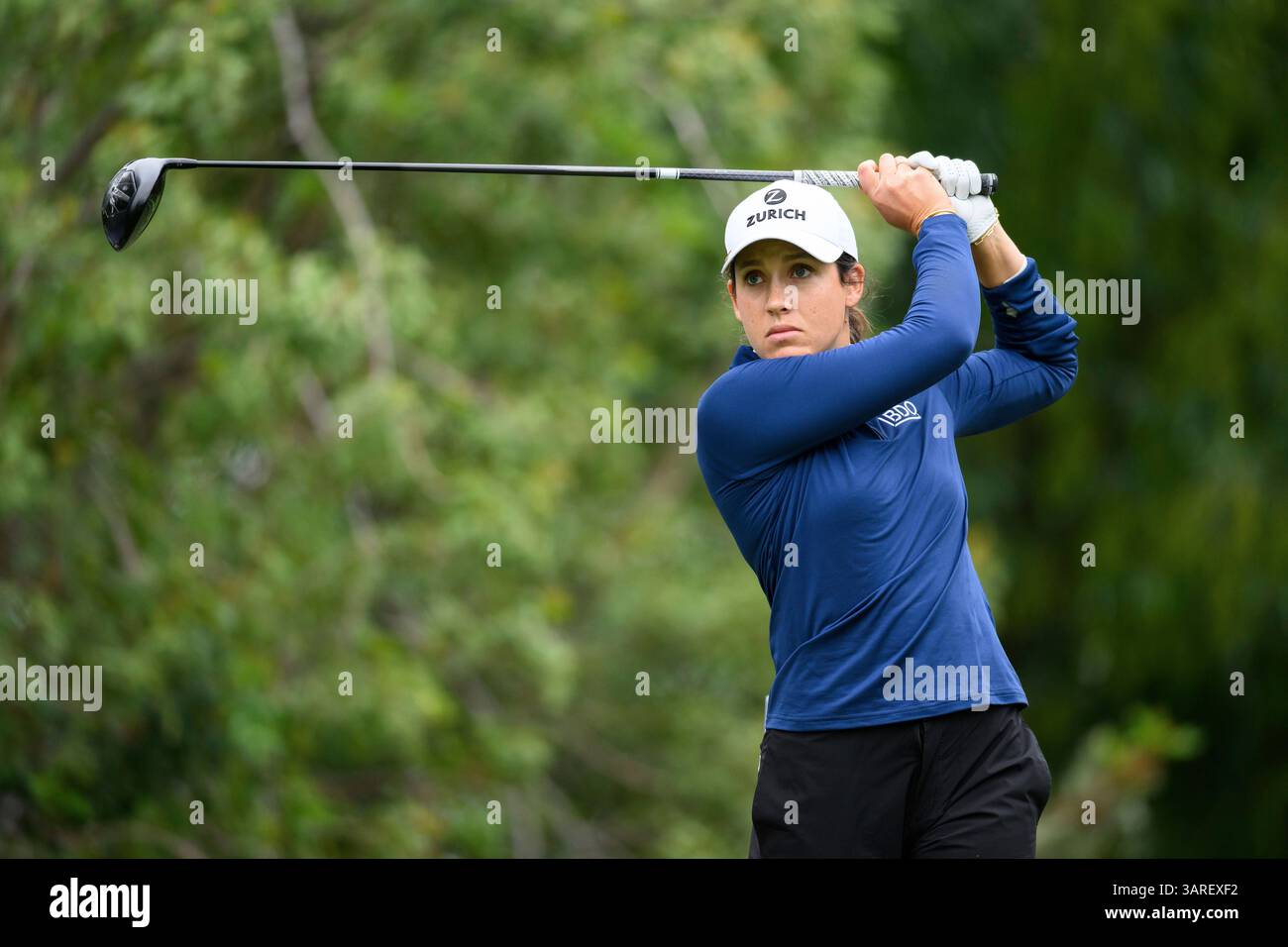 Albane Valenzuela hits from the fifth tee during the first round of the ...