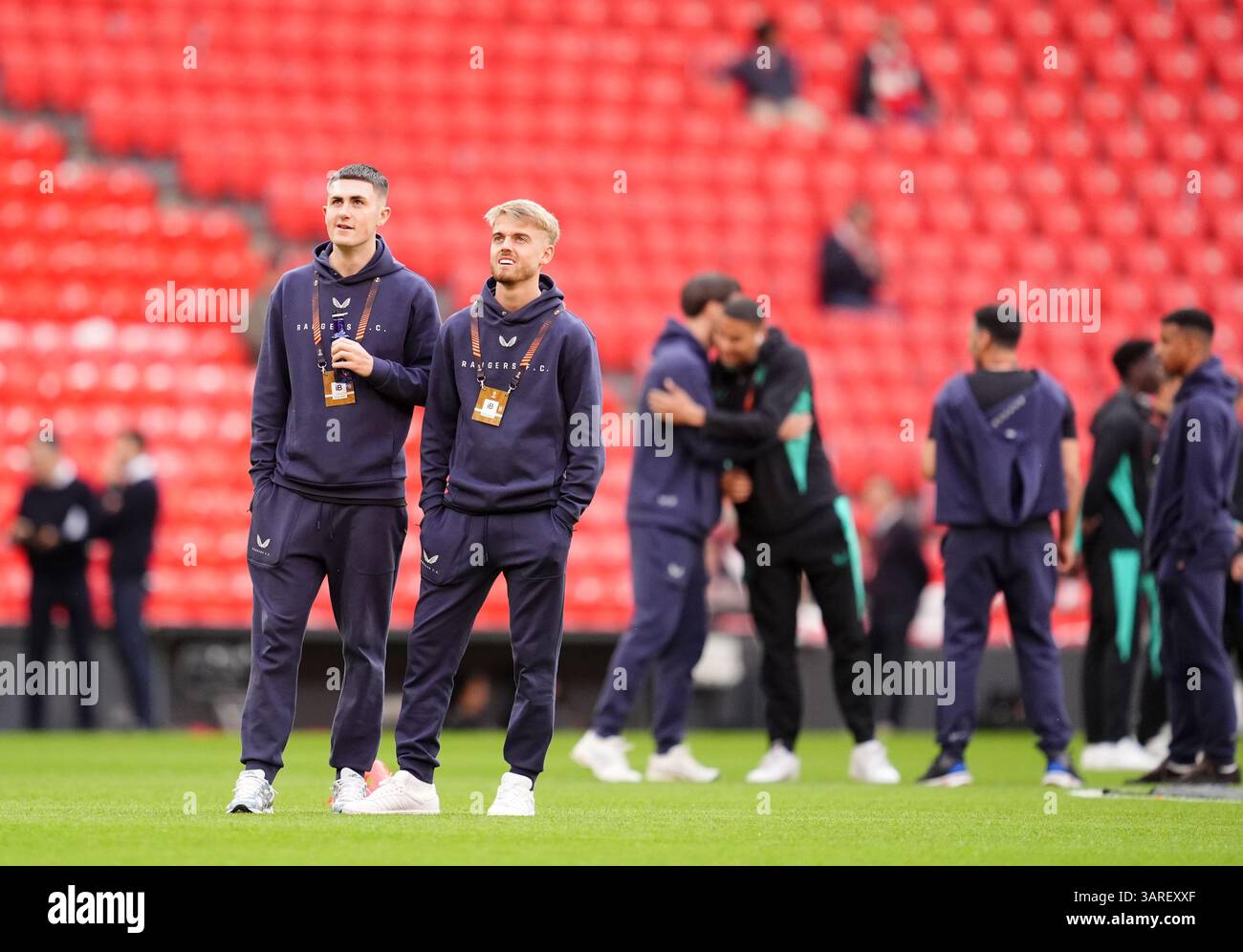 Rangers' Bailey Rice and and Ross McCausland ahead of the UEFA Europa ...