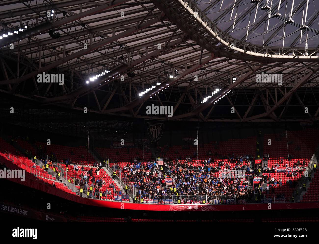 Rangers fans in the stands ahead of the UEFA Europa League quarter ...