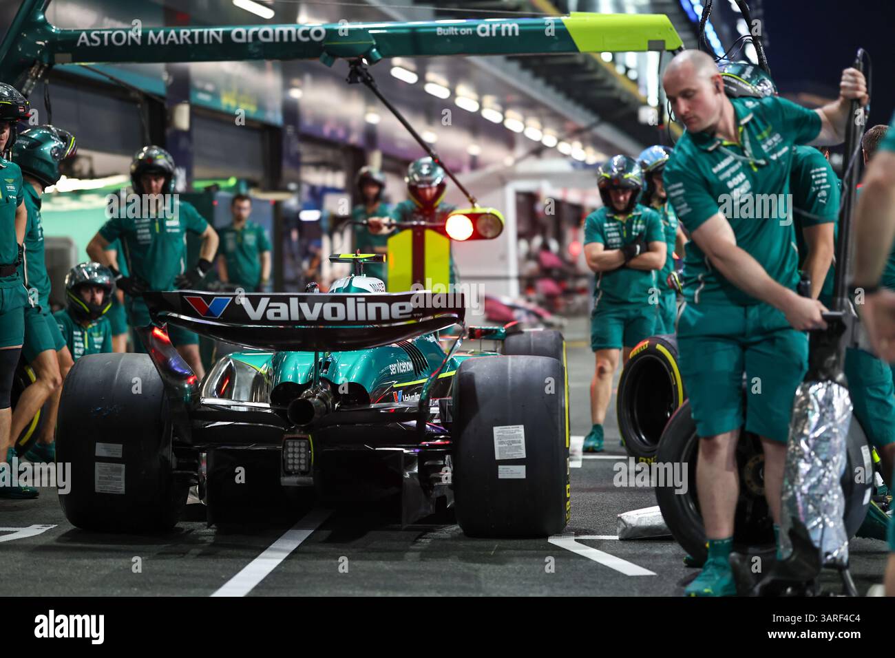 JEDDAH, SAUDI ARABIA - APRIL 17: An Aston Martin AMR25 Mercedes parks ...